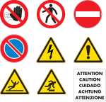 Cartelli Segnalatori | CORV90P - Kit 9 pittogrammi adesivi per cono CORV90