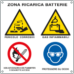 Cartelli Segnalatori | E28201W - Cartello Zona di ricarica batterie EN ...