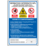 Cartelli Segnalatori | E3810 - Cartello multisimbolo norme comportamento "deposito gasolio"