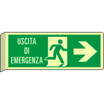 Cartelli Segnalatori | E720102BK - Cartello BIFACCIALE uscita emergenza ...